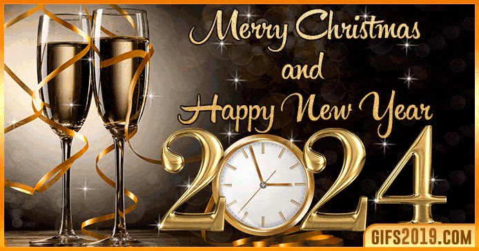 Merry Christmas and Happy New Year 2024 GIF Animated GIFs for holiday ...